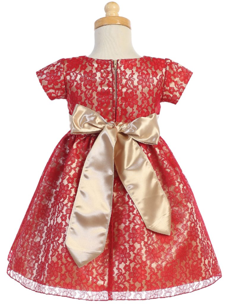 C520A REDGOLD Lace with Shiny satin underlay – Girls – Dress for Kids